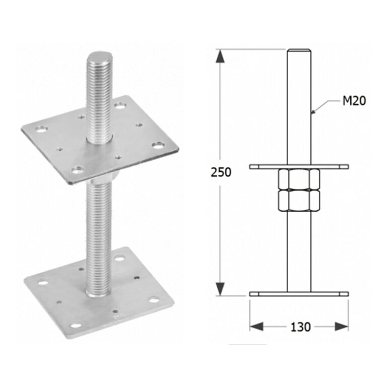Heavy Duty Galvanised Height Adjustable Pergola Post Support – TG ...