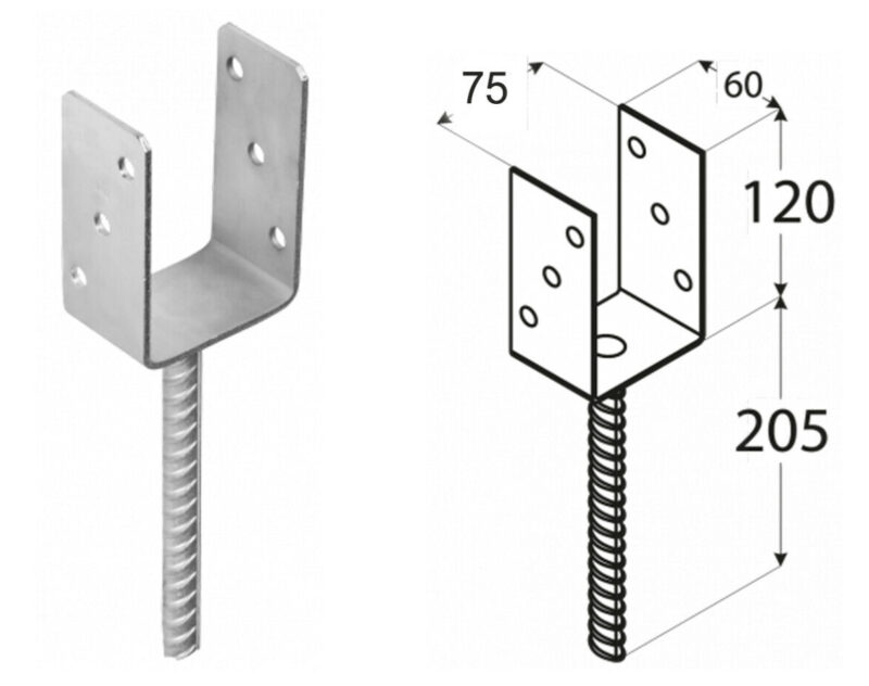 Heavy Duty Galvanised Concrete In U Shape Pergola Fence Post Support ...