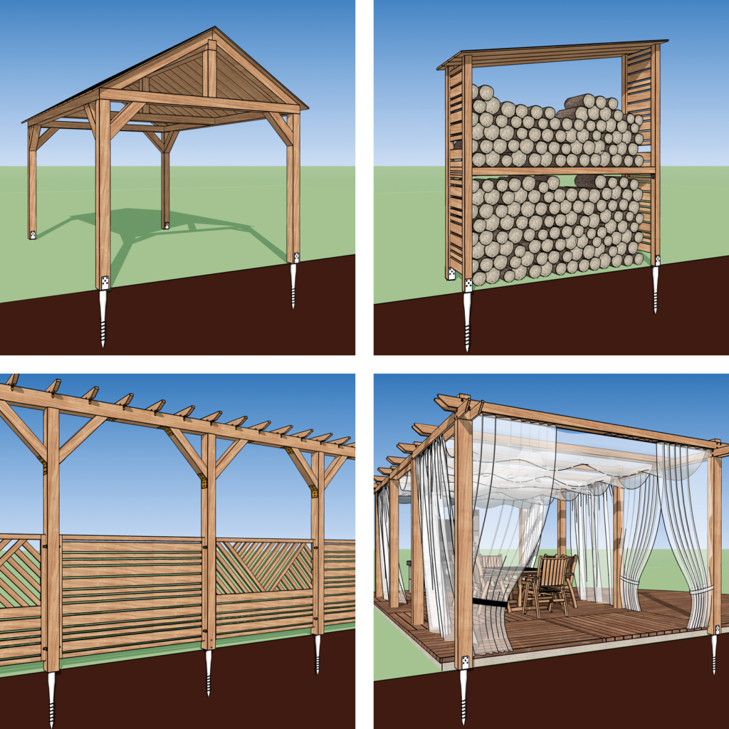 Black Bolt Down Pergola Post Support Post Bracket Post Anchor – TG ...