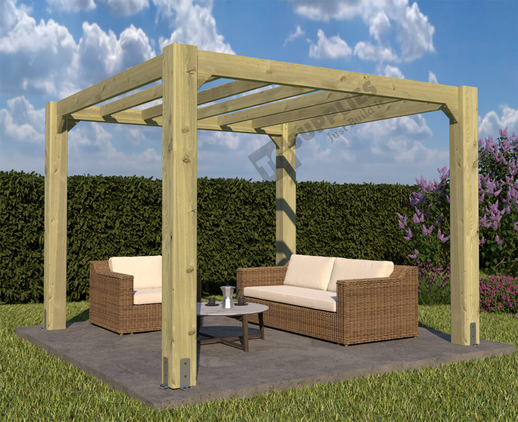 Freestanding Pergola Chunky Joe Complete Self-Assembly Kit Wooden ...