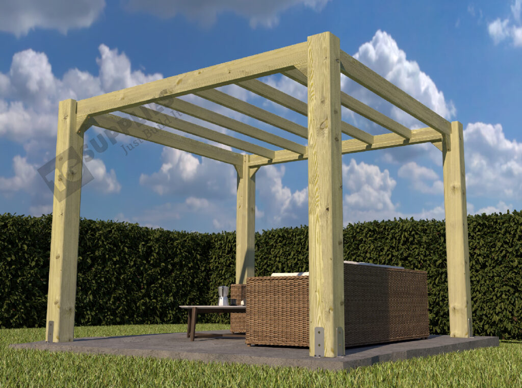 Freestanding Pergola Chunky Joe Complete Self-Assembly Kit Wooden ...