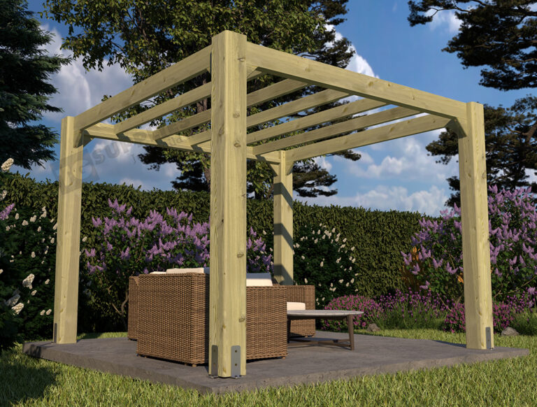 Freestanding Pergola Chunky Joe Complete Self-Assembly Kit Wooden ...
