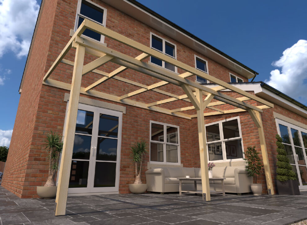Lean-to Pergola Eva Timber Frame Self-Assembly Kit – Various ...