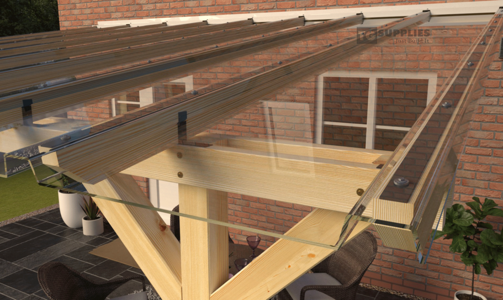 Complete Self-Assembly Lean-To Pergola SkyLite® Kit With EZ Glaze ...