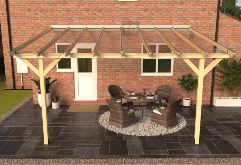 Complete Self-Assembly Lean-To Pergola SkyLite® Kit With EZ Glaze ...
