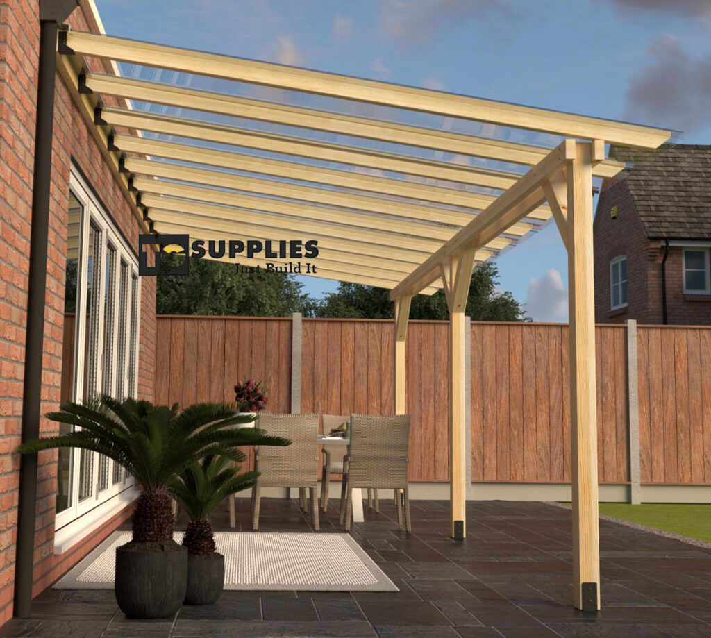 Complete Self-Assembly Lean-To Pergola SkyLite® Kit With EZ Glaze ...