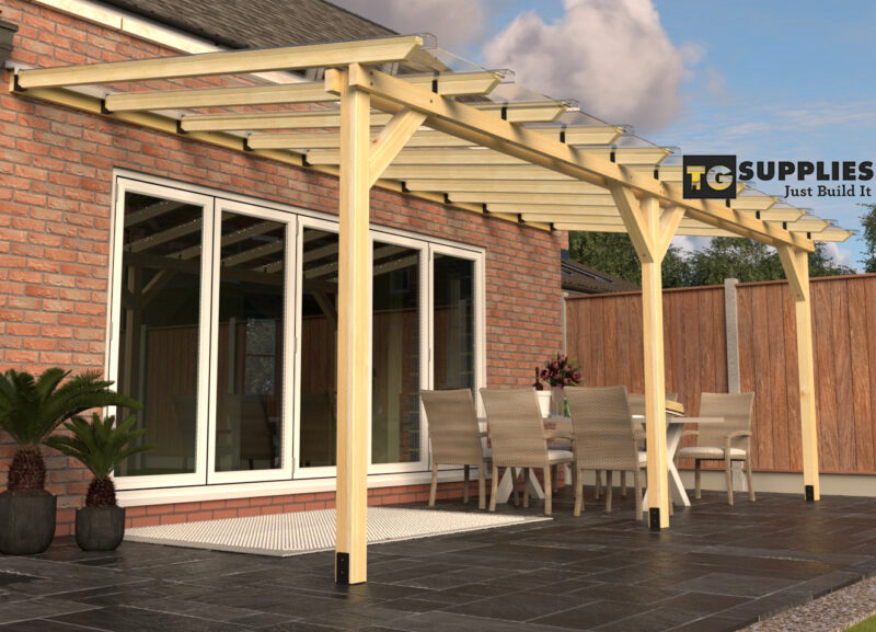 Complete Self-Assembly Lean-To Pergola SkyLite® Kit With EZ Glaze ...